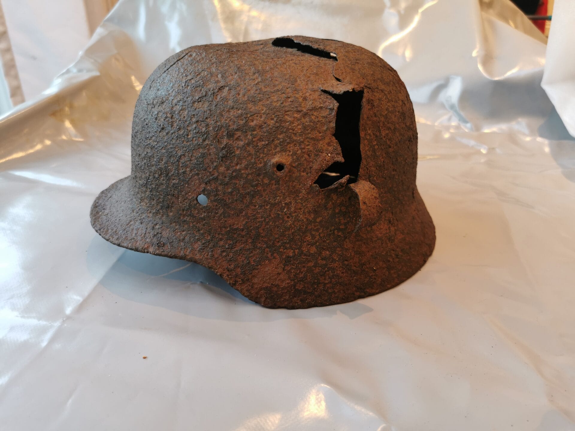 ww2 German helmet m40 bullet holes x2 battle damage - Total Relics